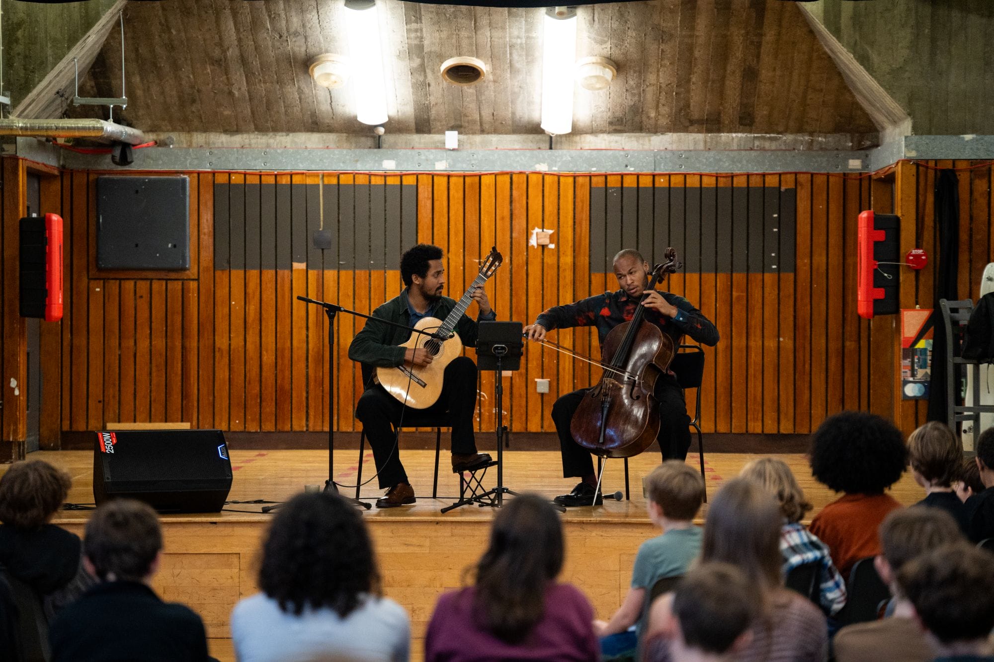 Sheku Kanneh-Mason and Plinio Fernandes at perform to students at ...